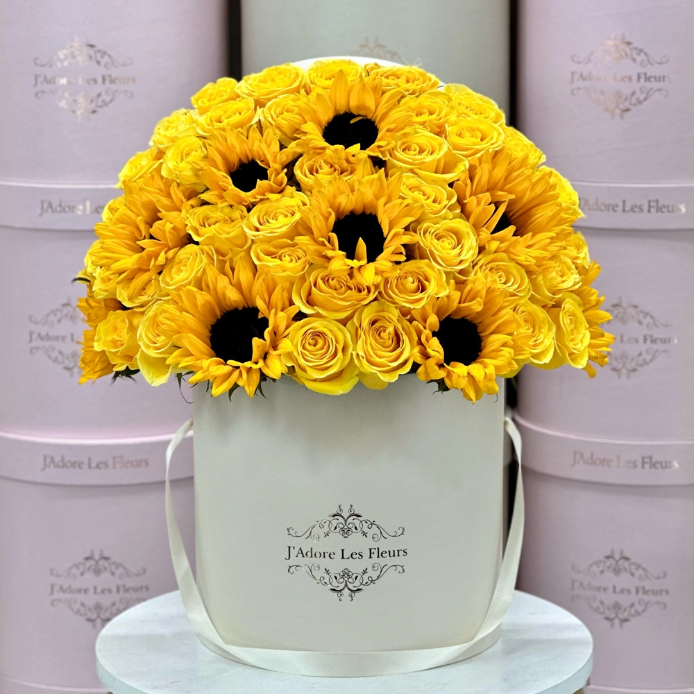 Sunflower Kissed Roses - Signature Flower UAE